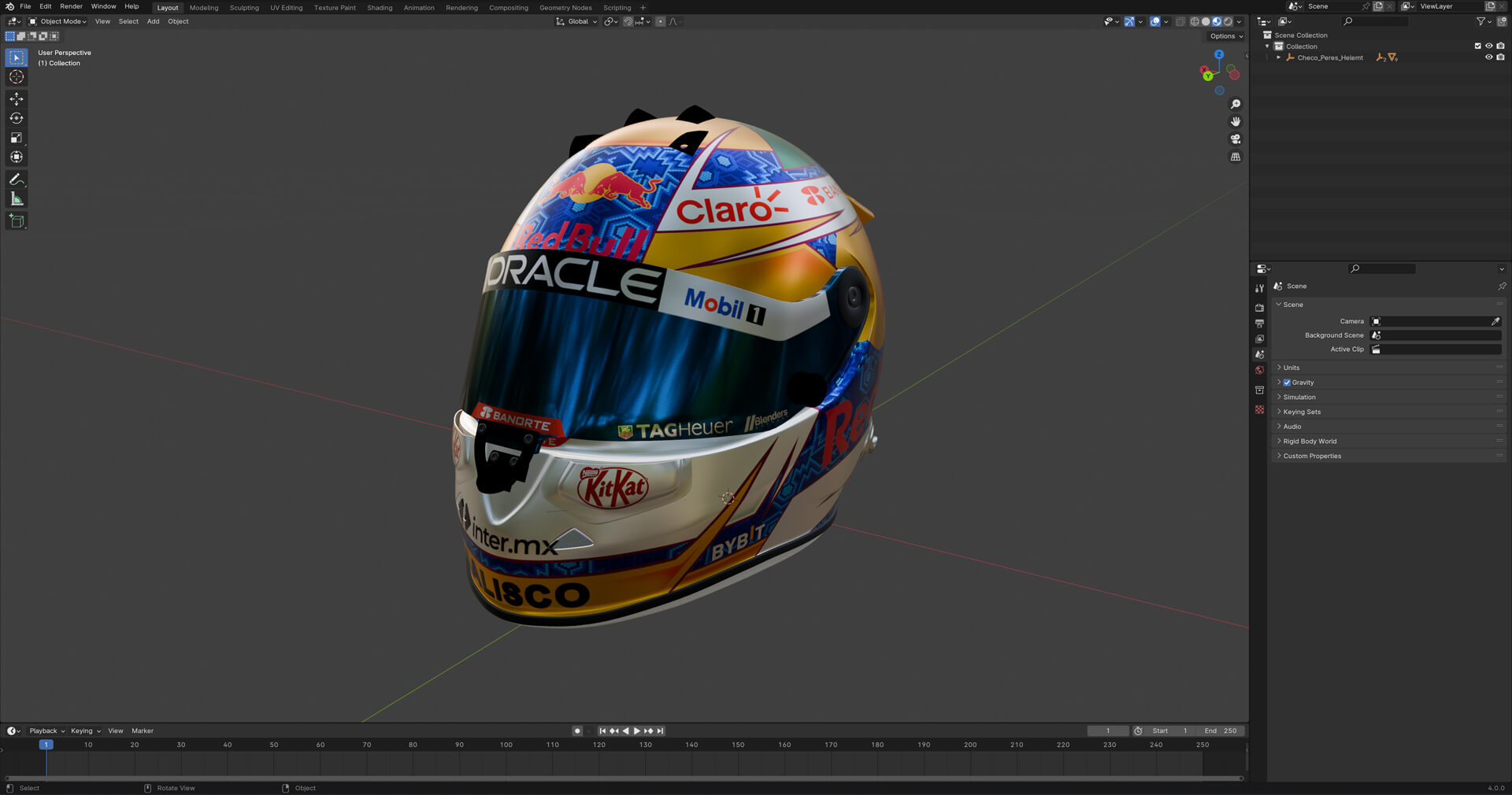 F1 Checo Peres Helmet 2024 - 3D Model by Cactus3D