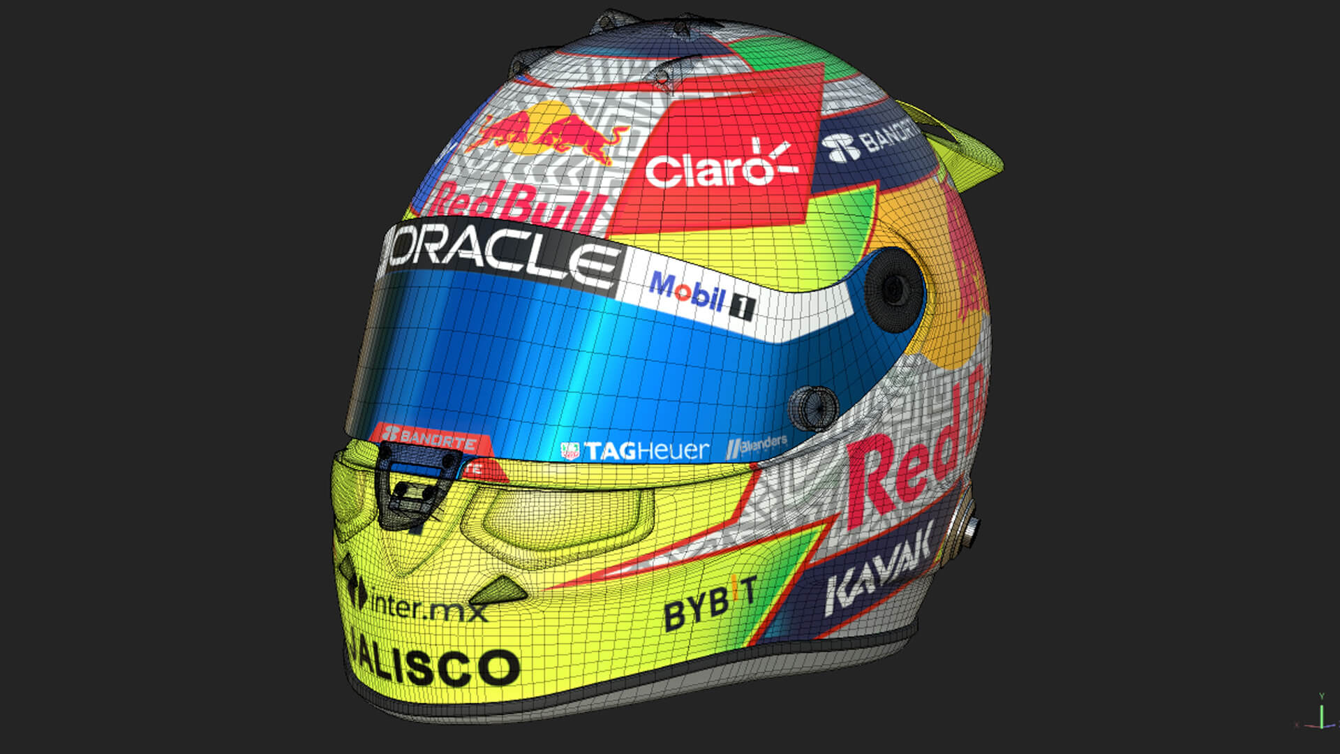 F1 Checo Perez Helmet 2023 - 3D Model by Cactus3D