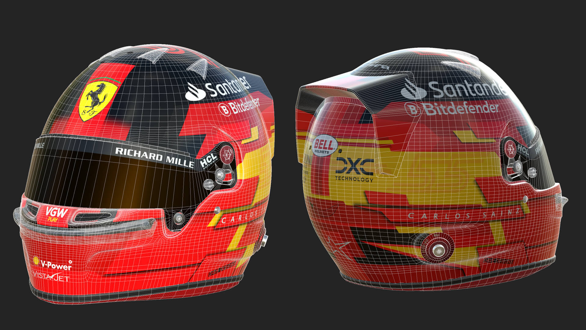 F1 Ferrari Helmets 2024 - 3D Model by Cactus3D