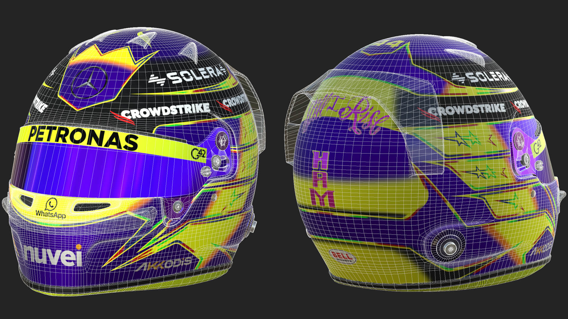 F1 Lewis Hamilton Helmet 2024 - 3D Model by Cactus3D
