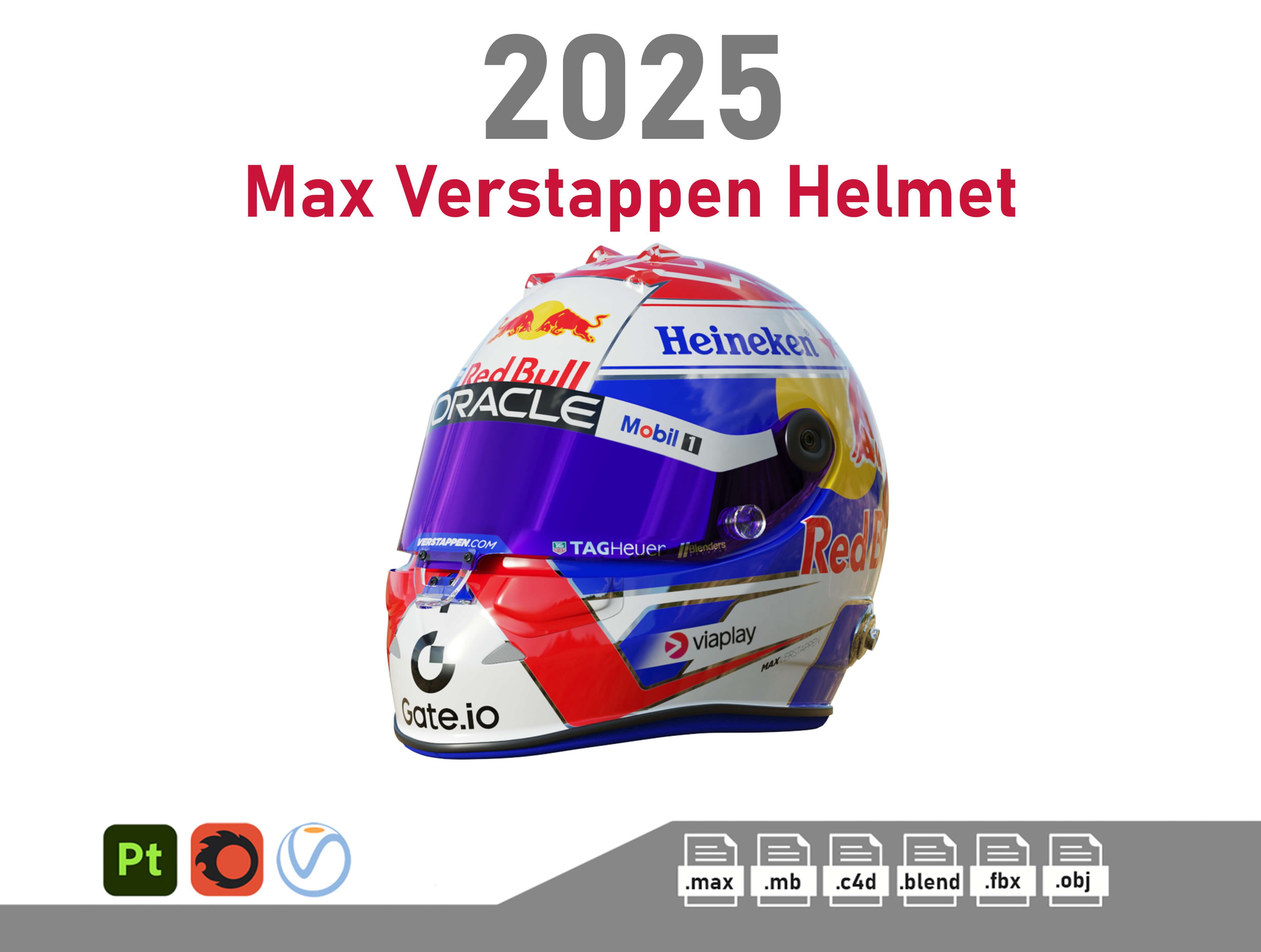 F1 Max Verstappen Helmet 2025 - 3D Model by Cactus3D
