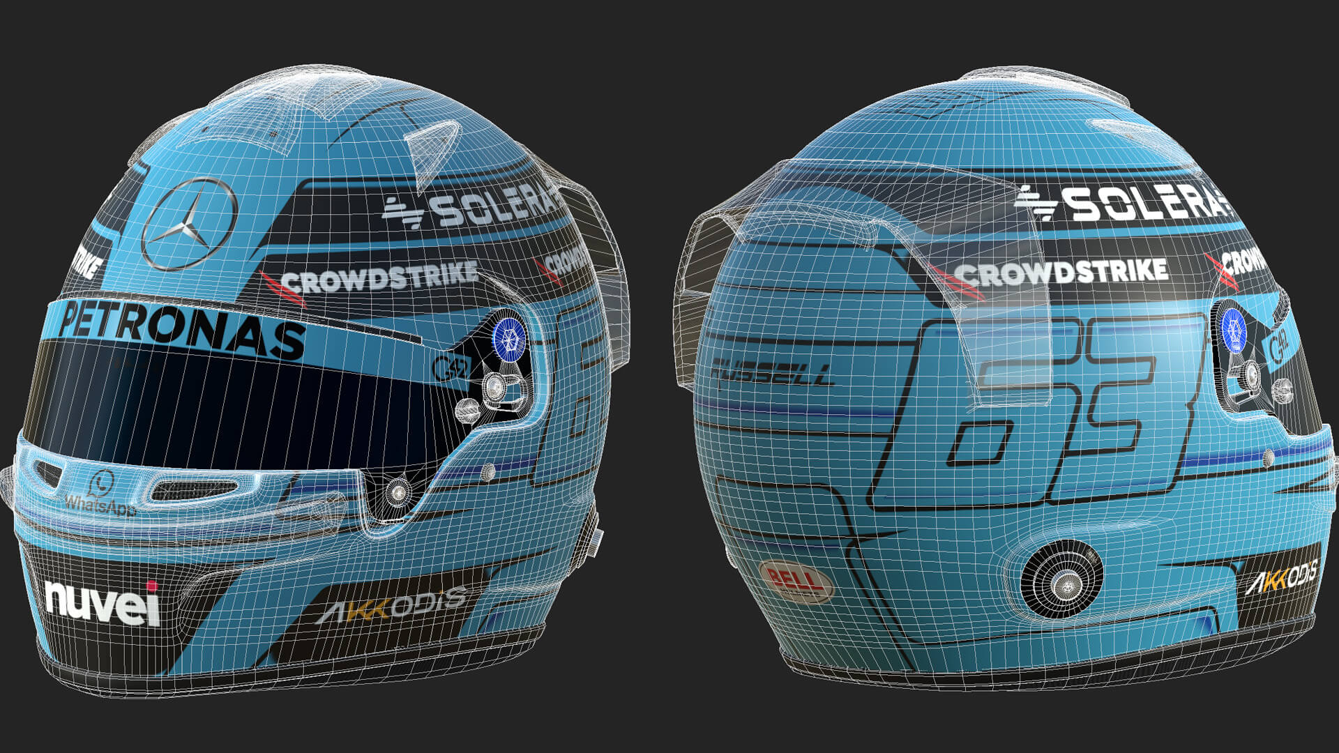 F1 Mercedes Helmets 2024 - 3D Model by Cactus3D