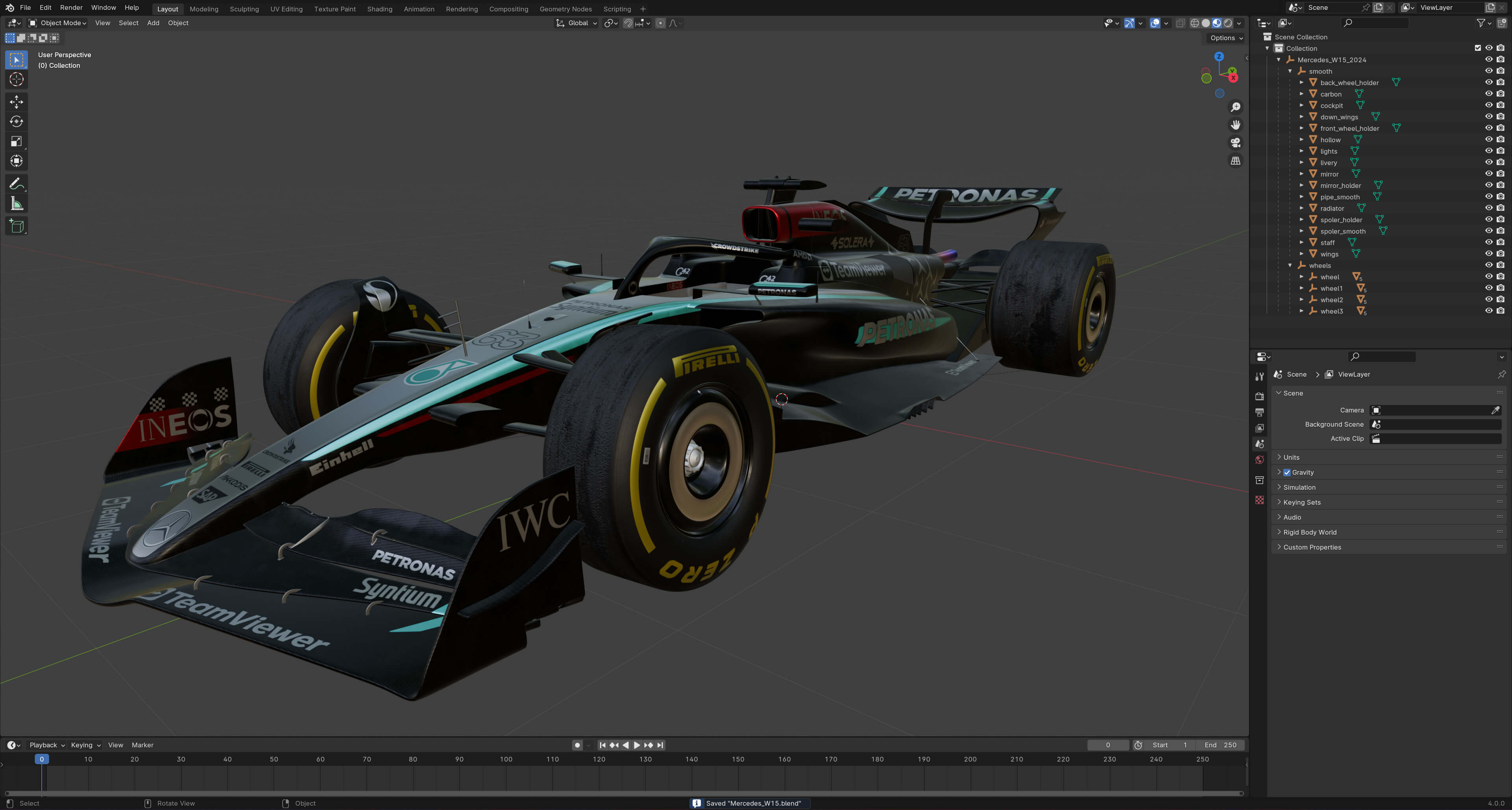 F1 Mercedes W15 2024 - 3D Model by Cactus3D