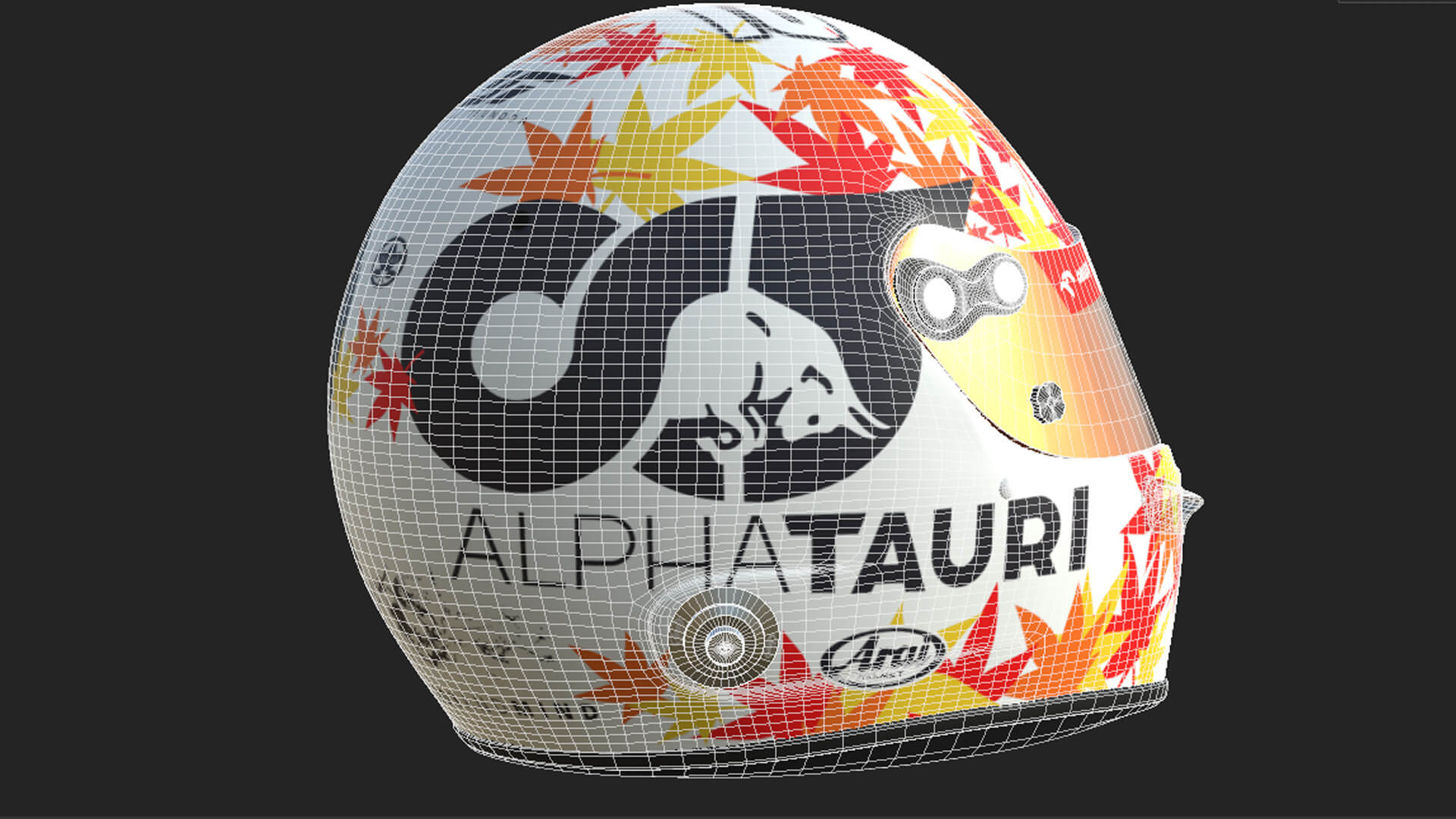 F1 Yuki Tsunoda Helmet 2023 - 3D Model by Cactus3D