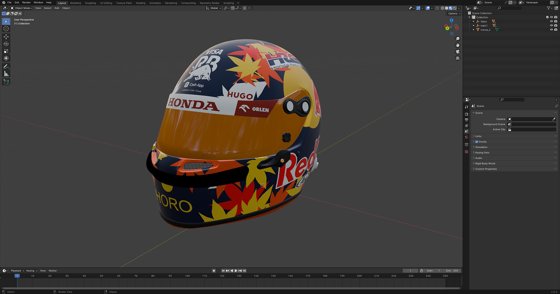 F1 Yuki Tsunoda Helmet 2024 - 3D Model by Cactus3D