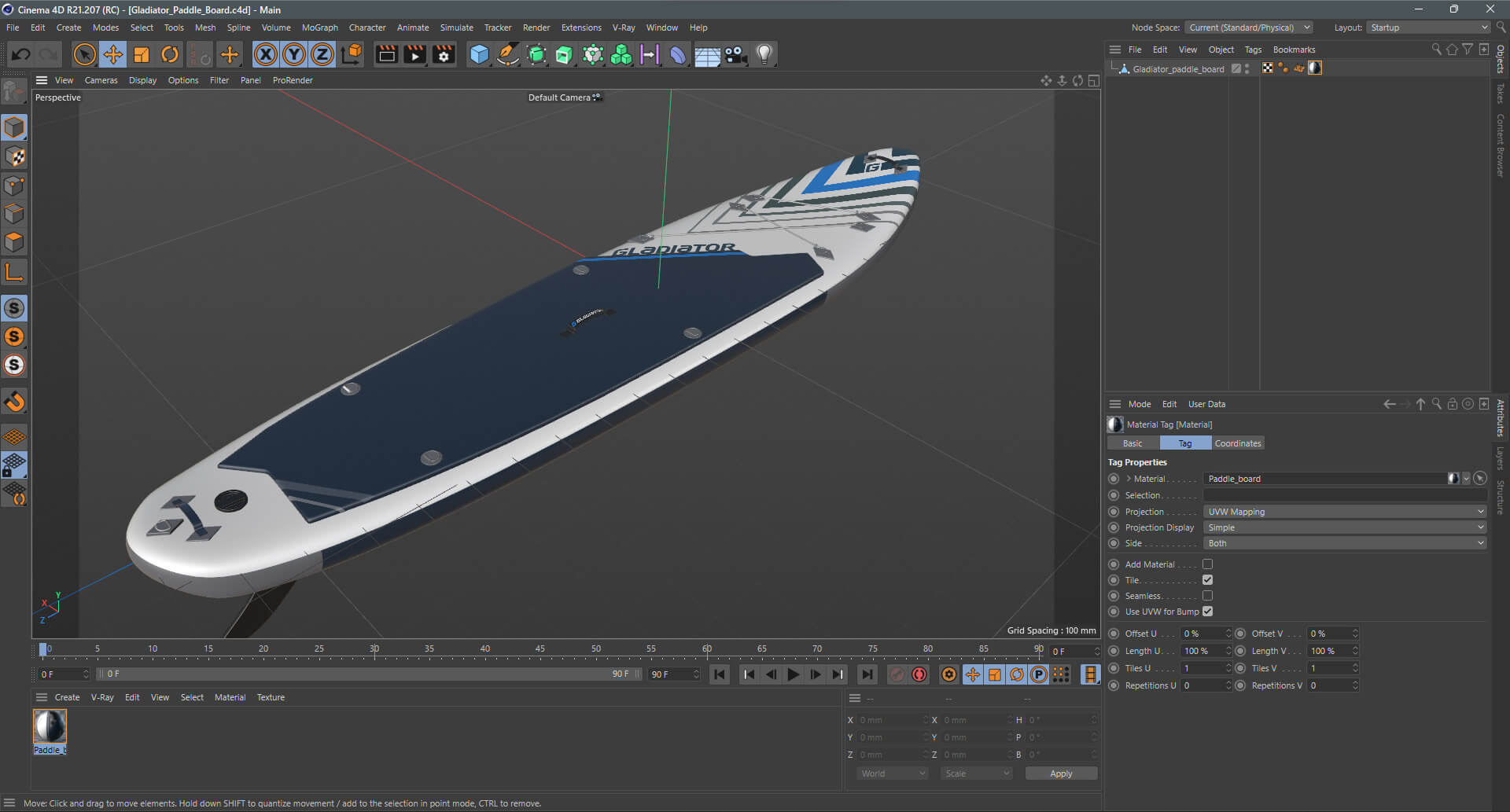 Gladiator Paddle Board - 3D Model by Cactus3D