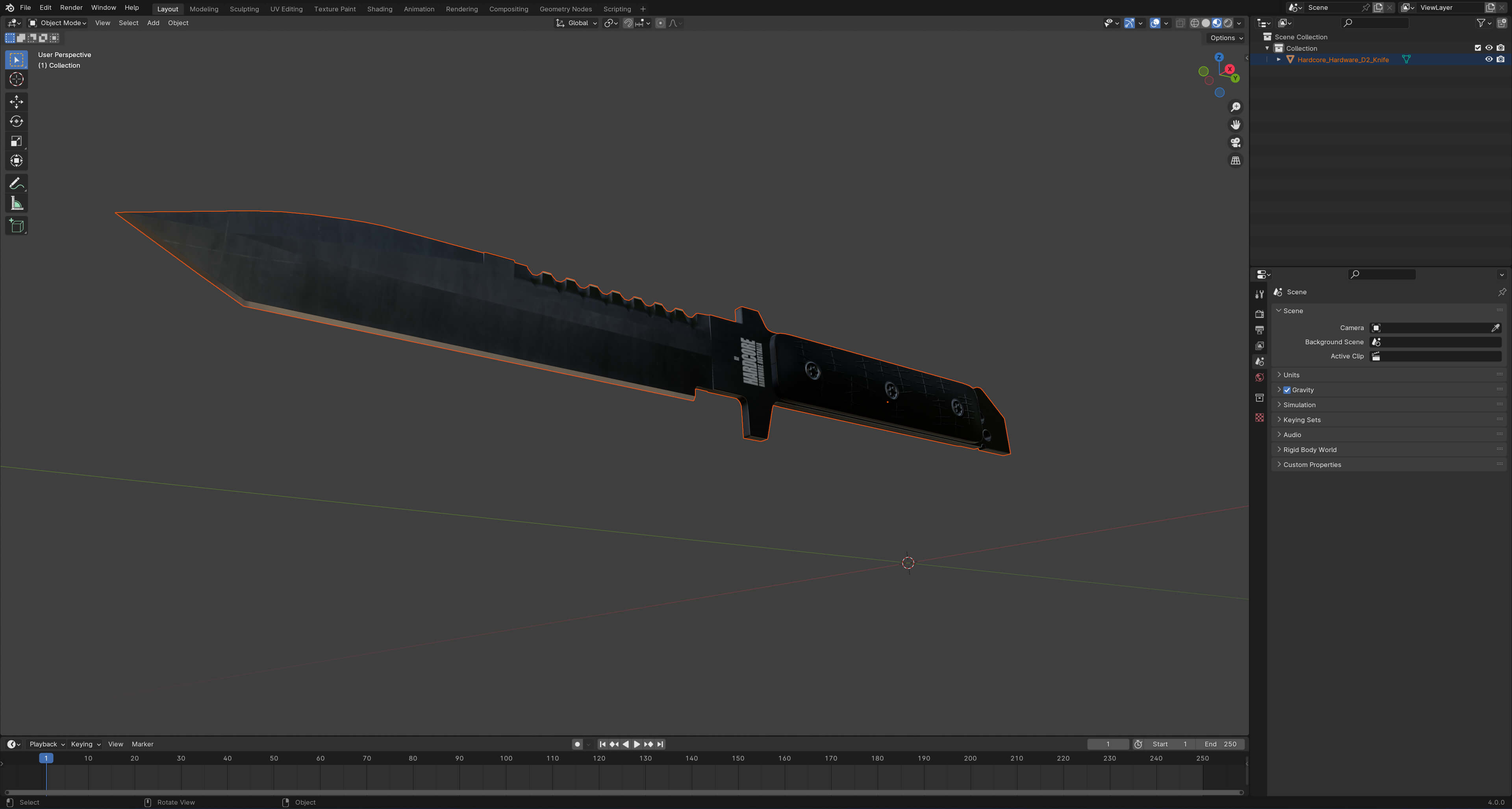 Hardcore Hardware D2 Knife - 3D Model by Cactus3D