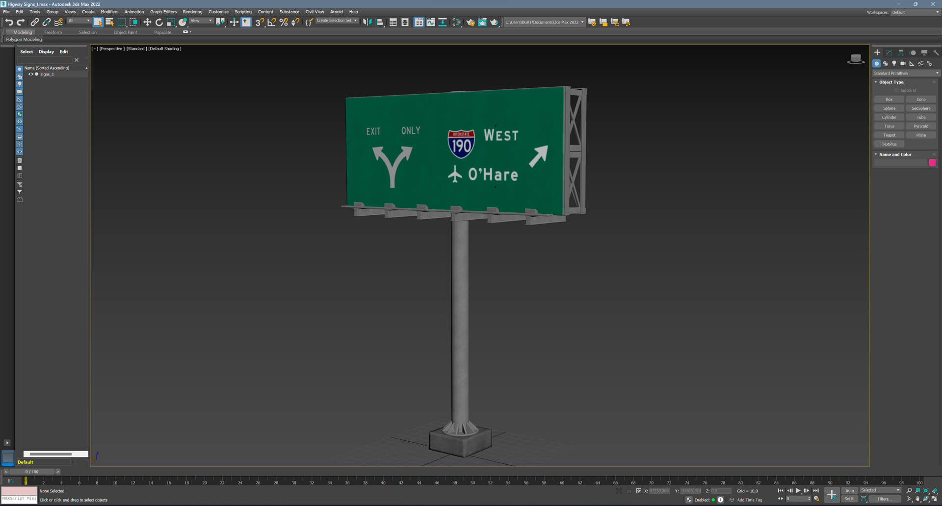 Highway Sign 01 - 3D Model by Cactus3D