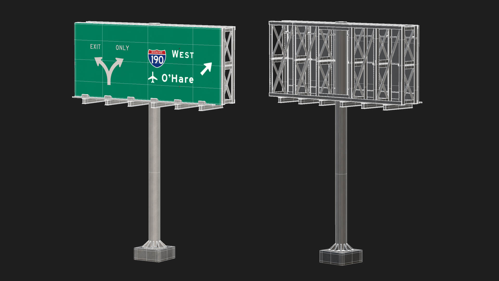 Highway Sign 01 - 3D Model by Cactus3D