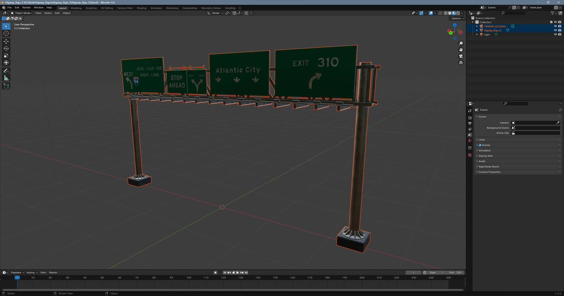 Highway Sign 05 - 3D Model by Cactus3D