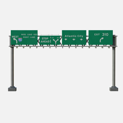 Highway Sign 05 - 3D Model by Cactus3D