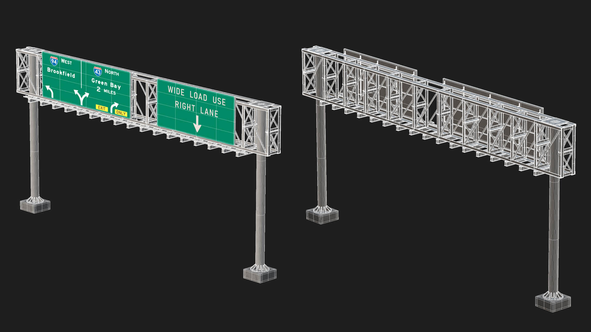 Highway Sign 06 - 3D Model by Cactus3D