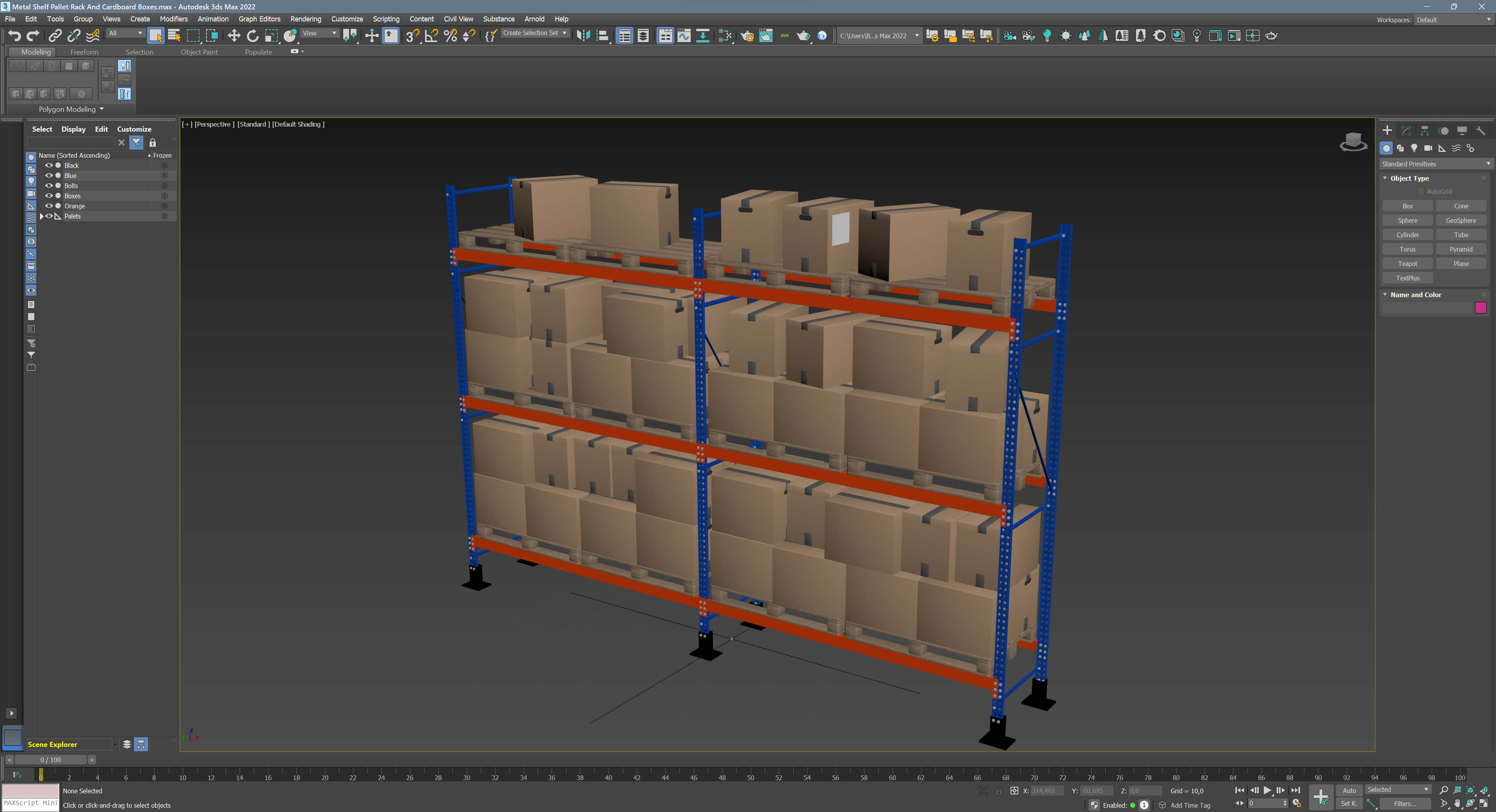 Metal Shelf Pallet Rack and Cardboard Boxes - 3D Model by Cactus3D