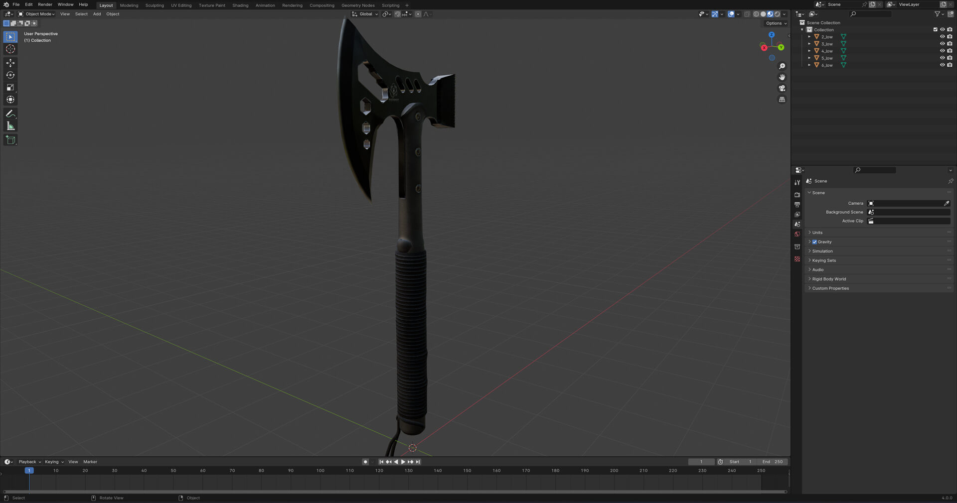 PBR Tactical Ax Low Poly 3D Model by Cactus3D