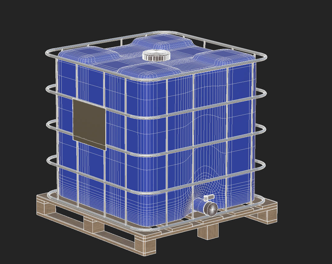 Plastic Water Tank on Pallet - 3D Model by Cactus3D