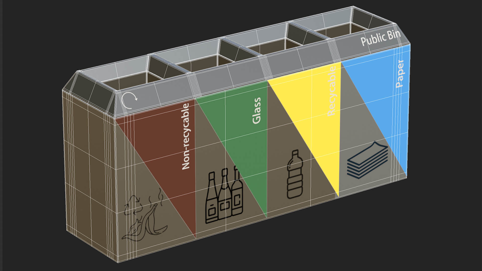 Public Recycling Station - 3D Model by Cactus3D