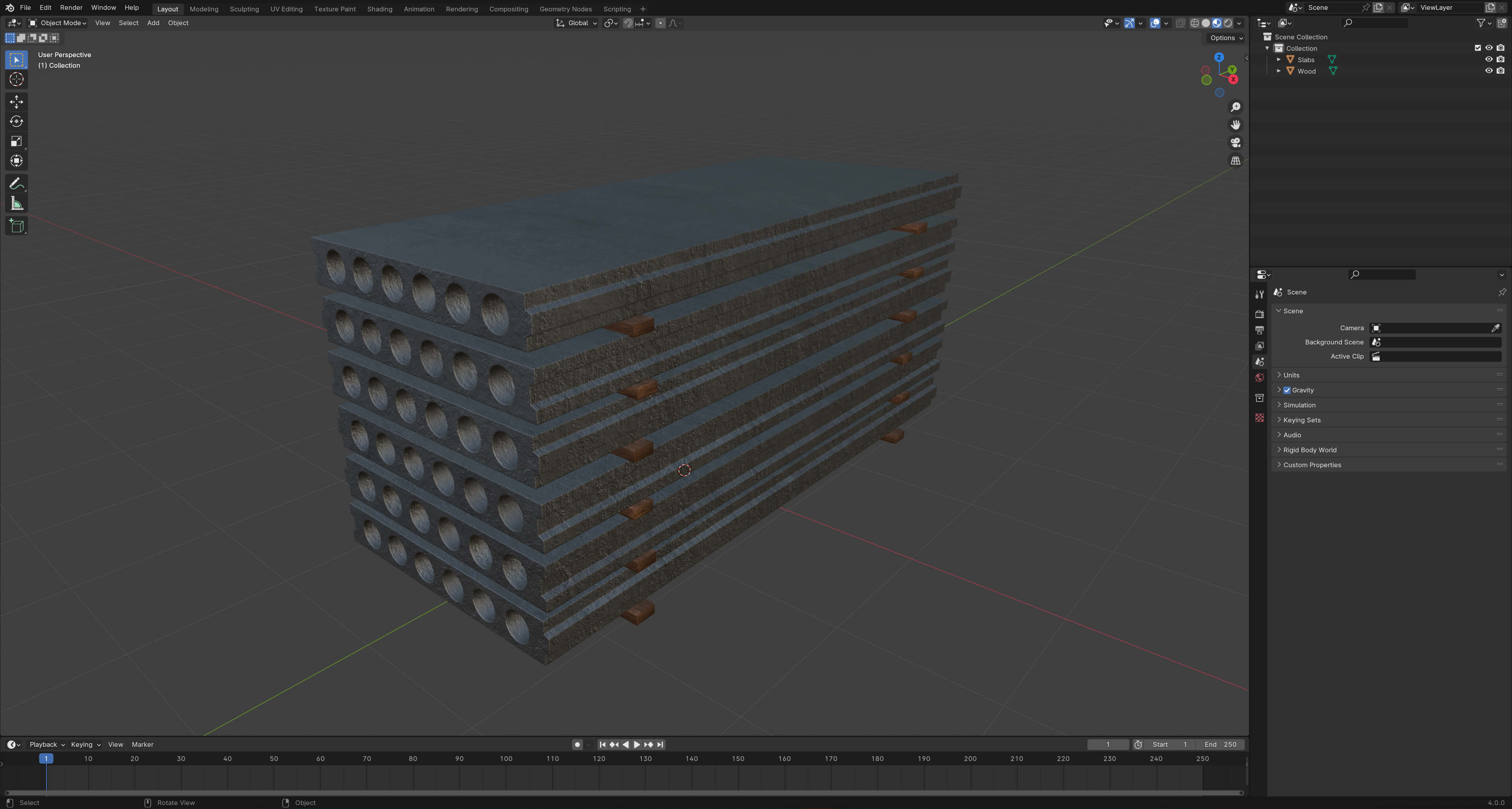 Stacked Concrete Slabs - 3D Model by Cactus3D