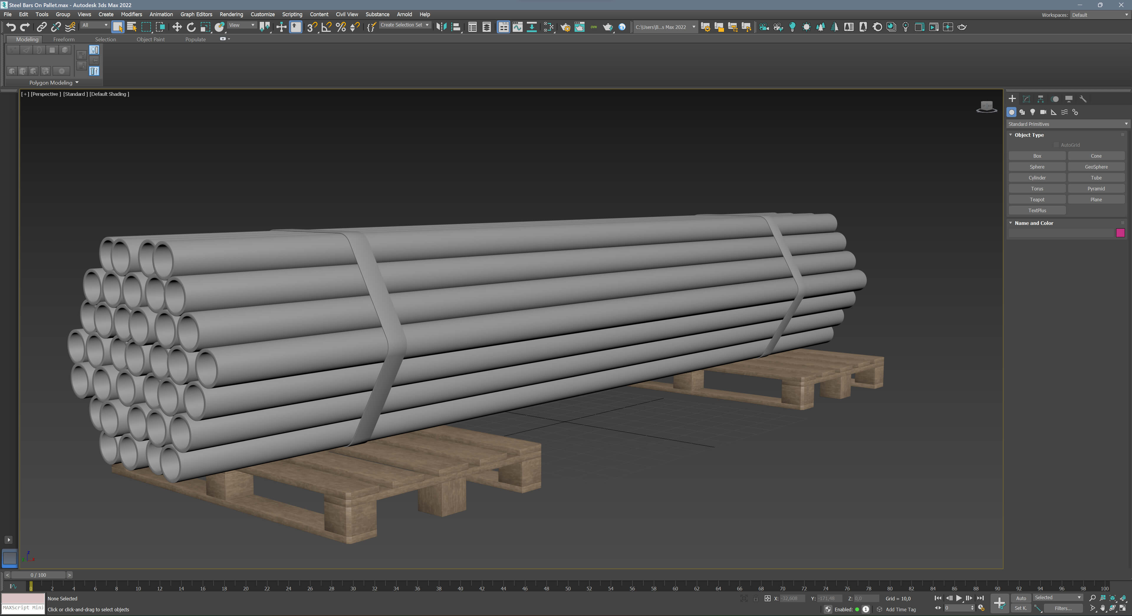 Steel Bars on Pallet - 3D Model by Cactus3D
