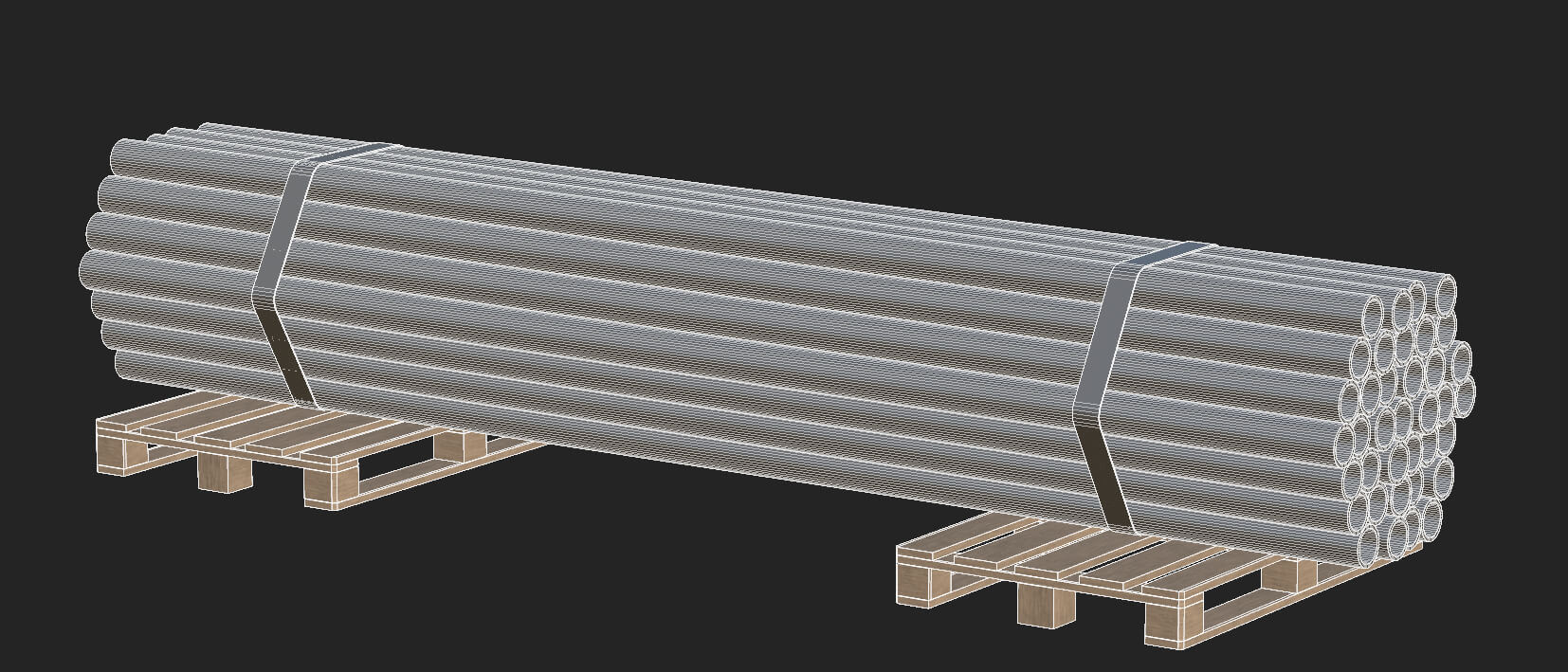 Steel Bars on Pallet - 3D Model by Cactus3D