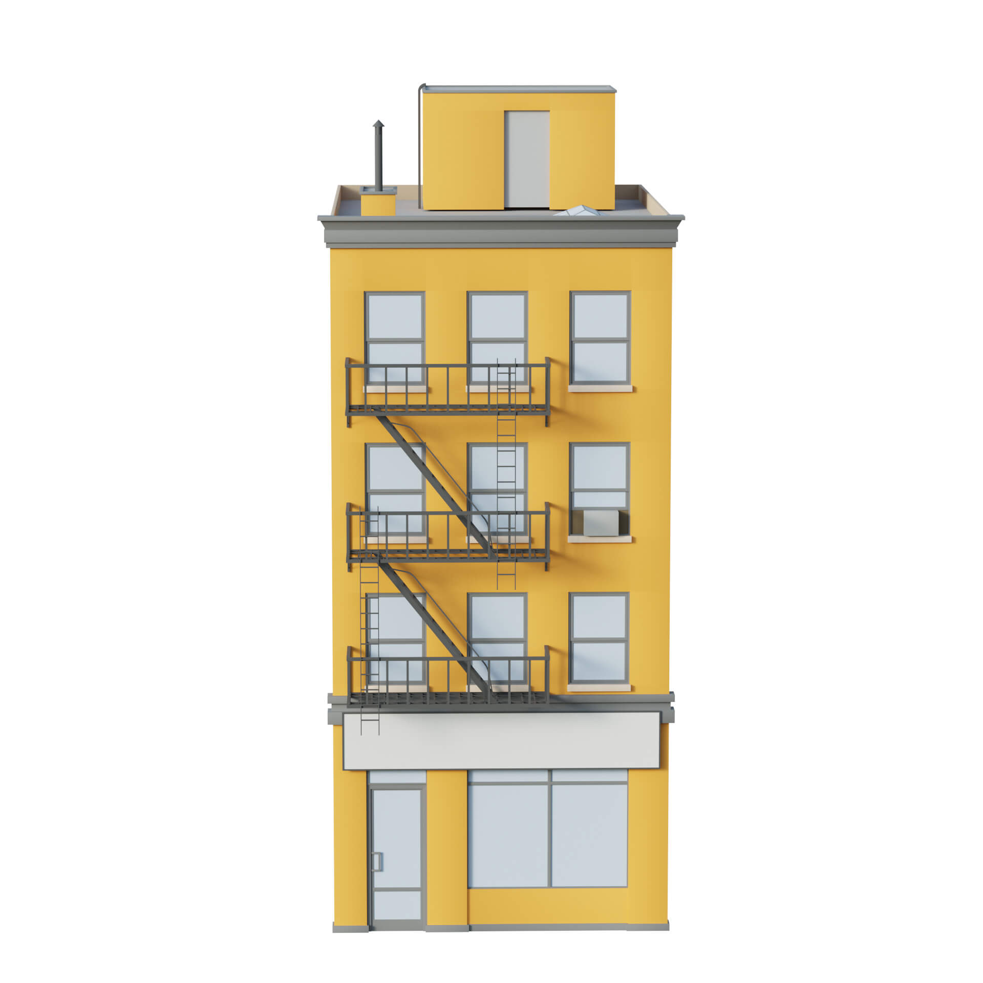 Stylized Apartment Building 5 - 3D Model by Cactus3D