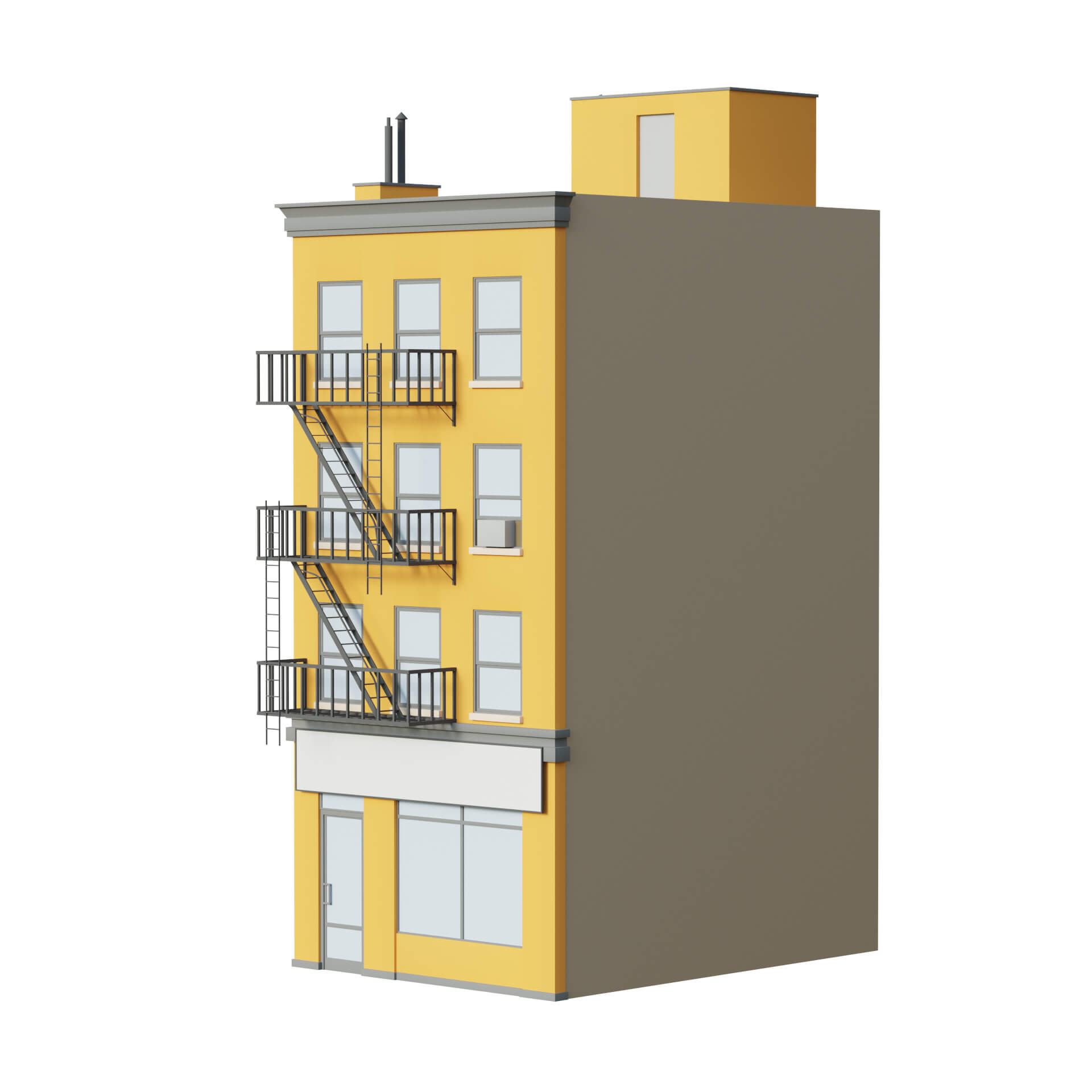 Stylized Apartment Building 5 - 3D Model by Cactus3D