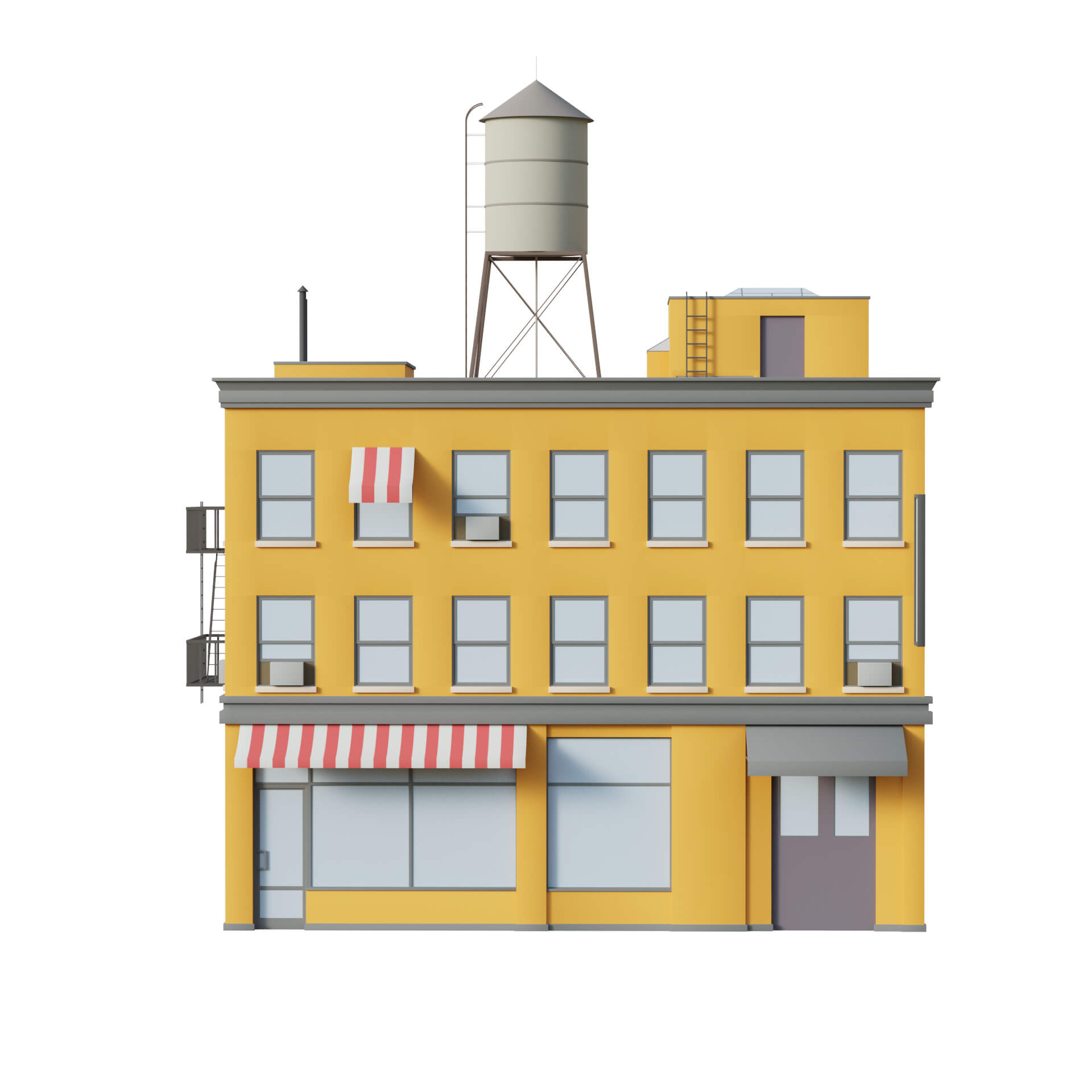 Stylized Apartment Building 6 - 3D Model by Cactus3D