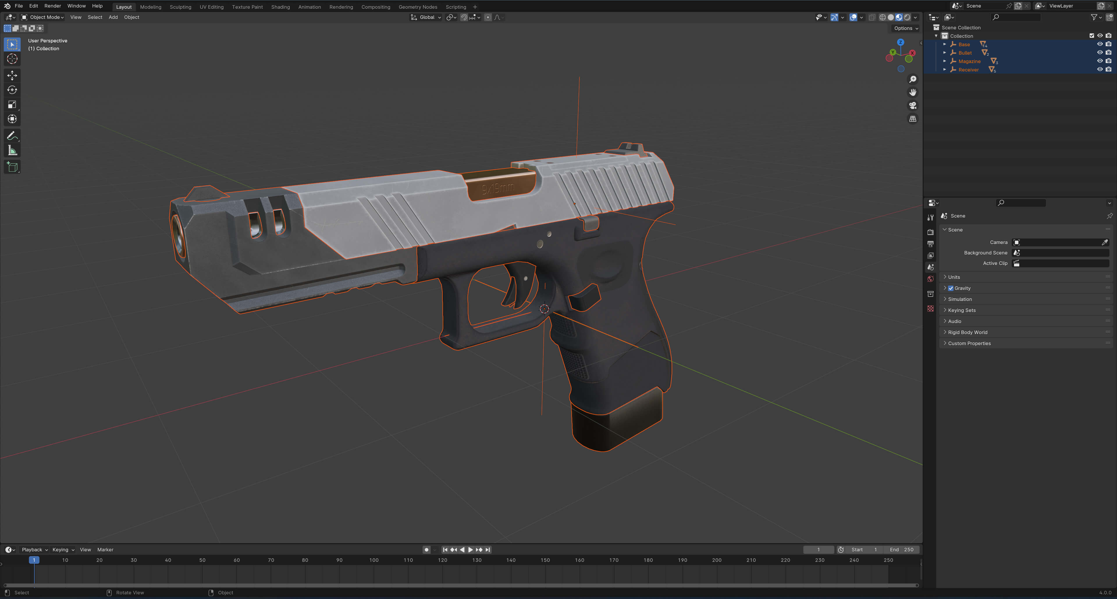 Stylized Pistol PBR - 3D Model by Cactus3D