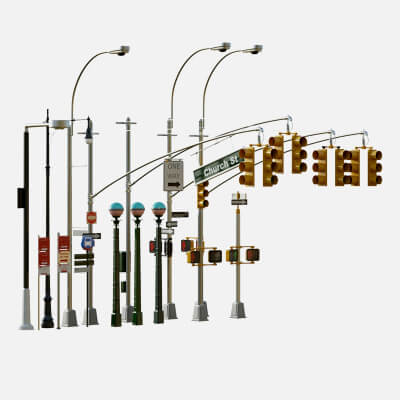 Traffic Lights and Signs Collection - 3D Model by Cactus3D