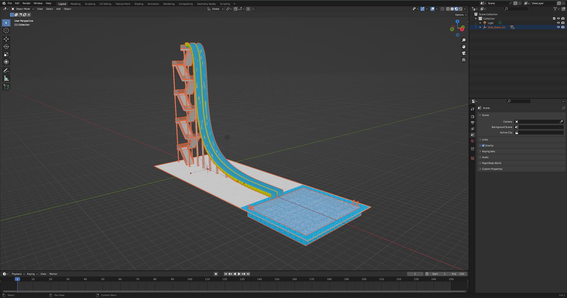 Water Slide 02 - 3D Model by Cactus3D