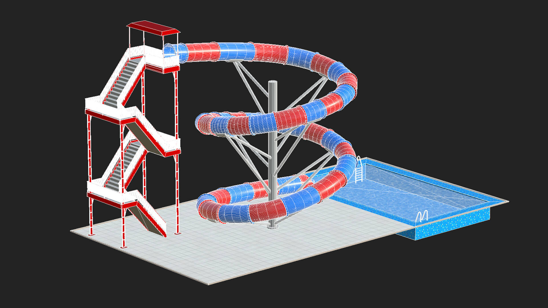 Water Slide 03 - 3D Model by Cactus3D