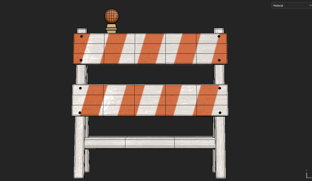 Wood Traffic Barrier - 3D Model by Cactus3D