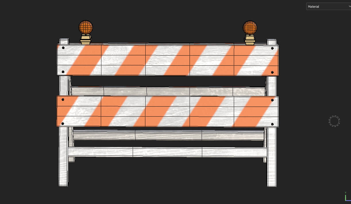 Wood Traffic Barrier - 3D Model by Cactus3D