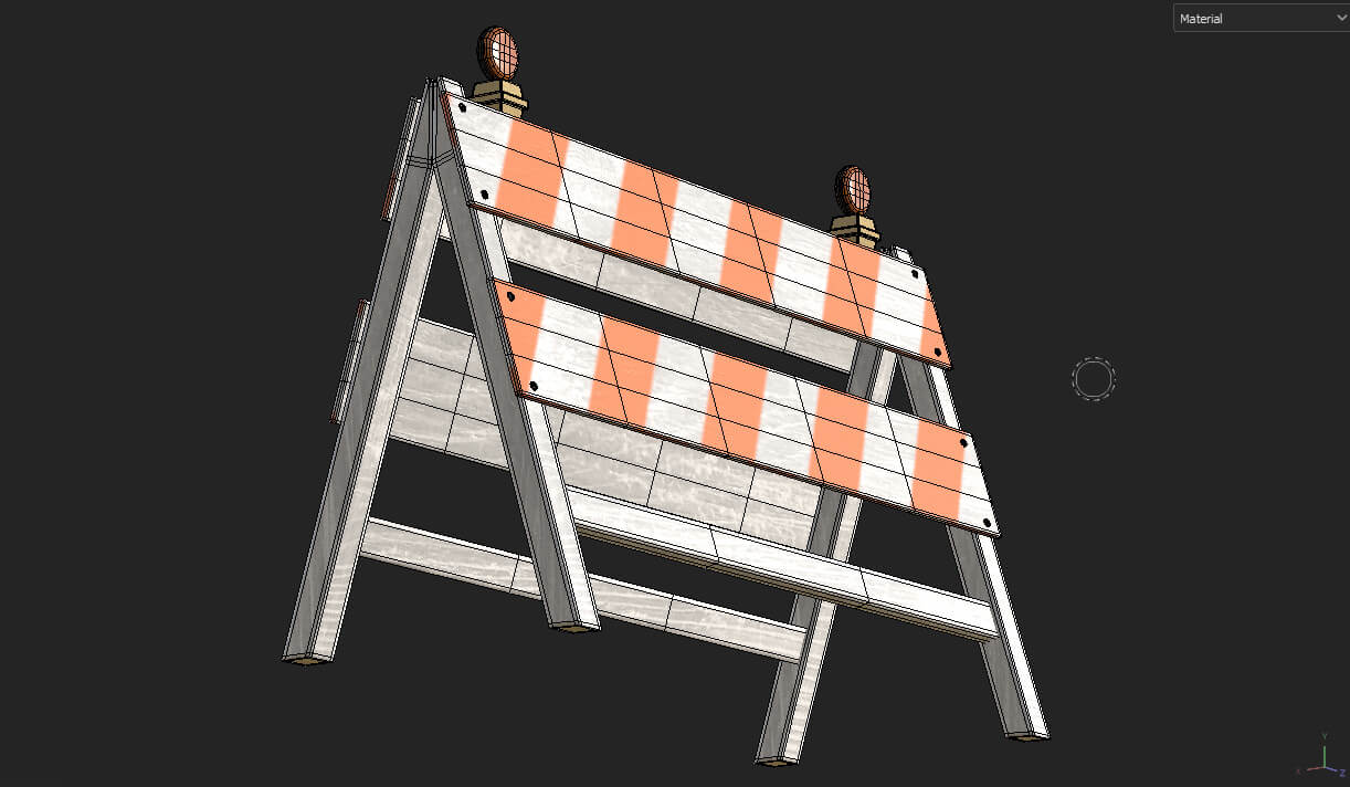 Wood Traffic Barrier - 3D Model by Cactus3D