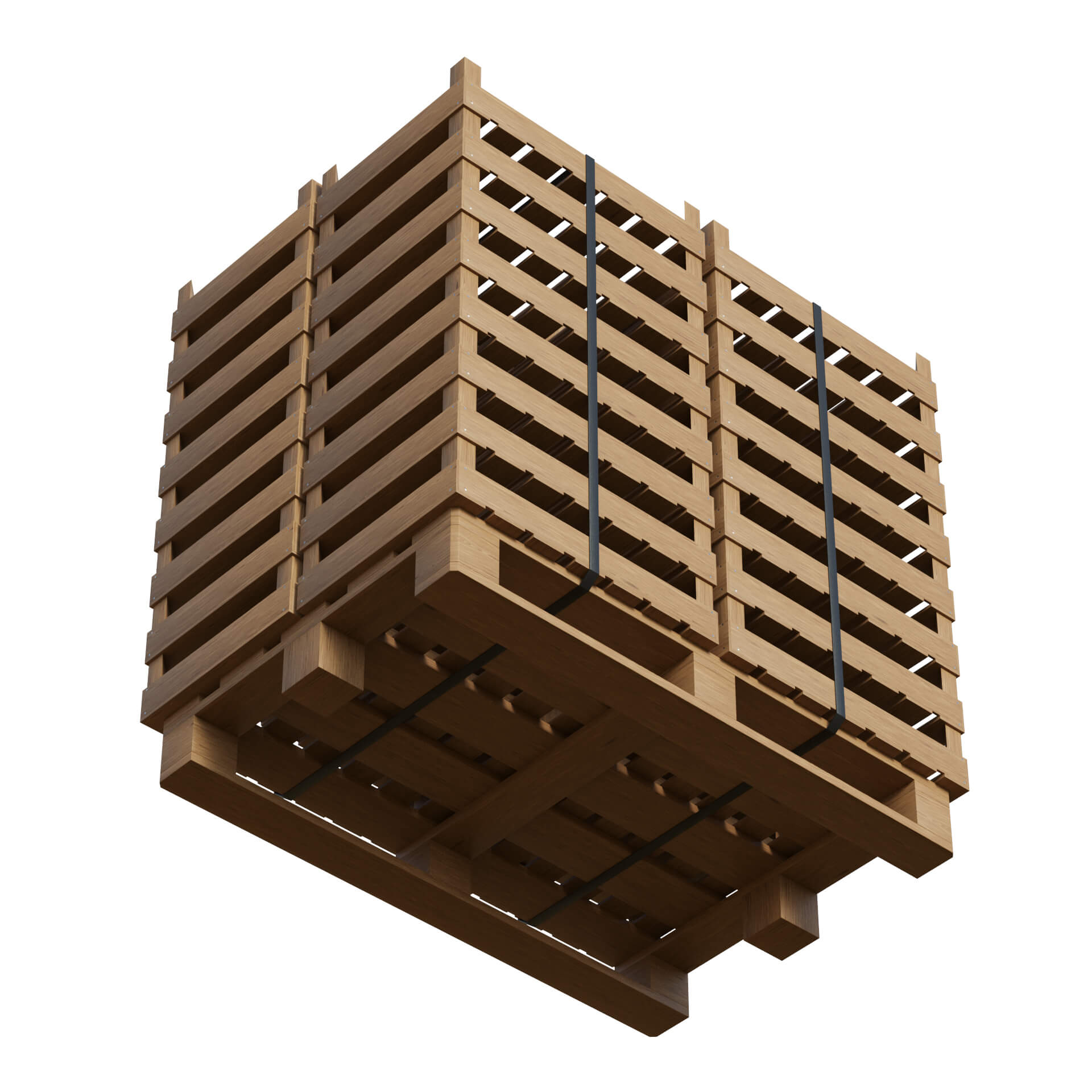 Wooden Fruit Crates on Pallet - 3D Model by Cactus3D