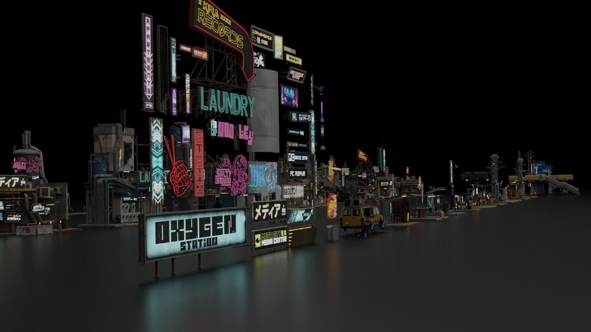 Cyber Downtown Modular Kit - 3D Model by CADFORGE