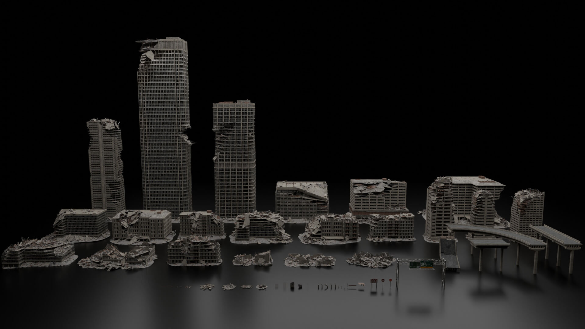 Destruction Modular Kit Vol. 1 - 3D Model by CADFORGE