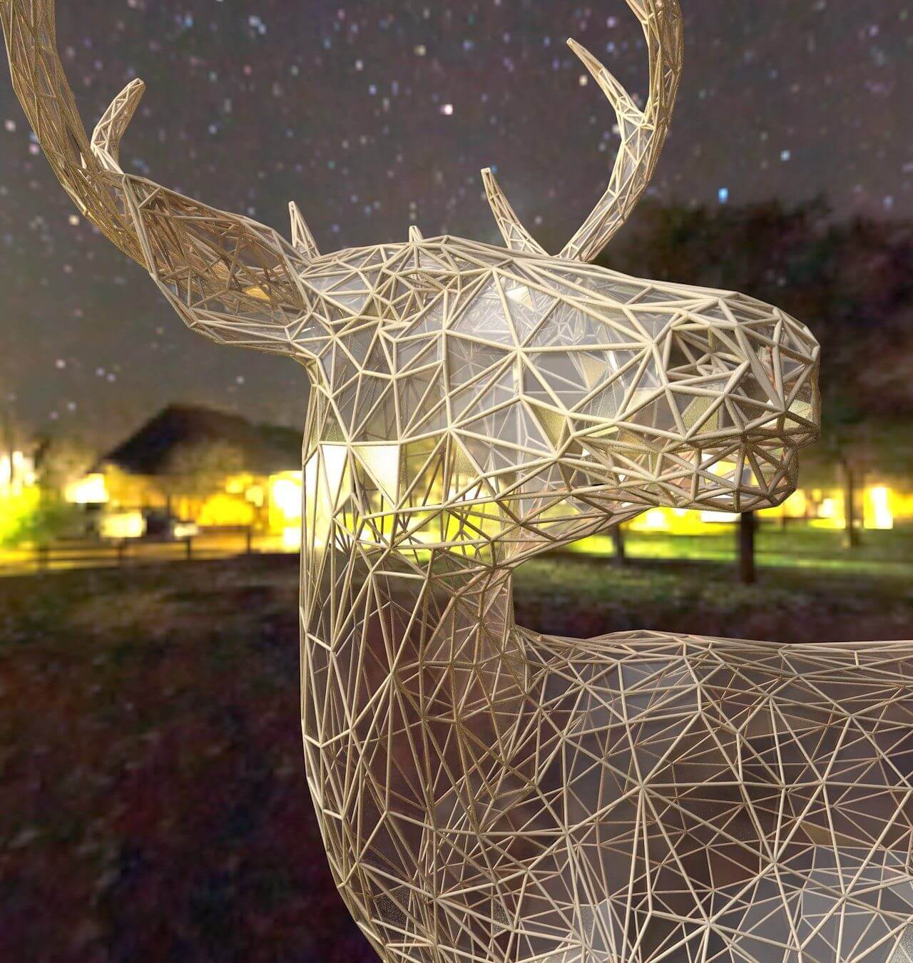 Crystal Deer 3D Render, Digital Art by CADFORGE