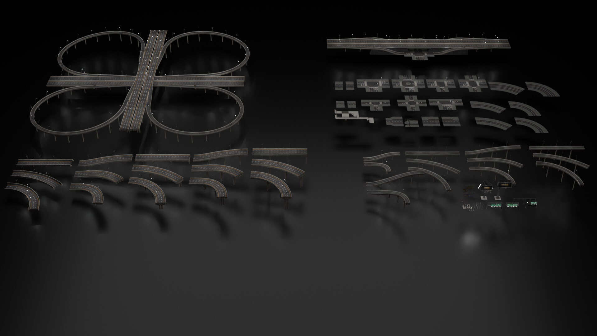 Roadway System Modular Kit - 3D Model by CADFORGE