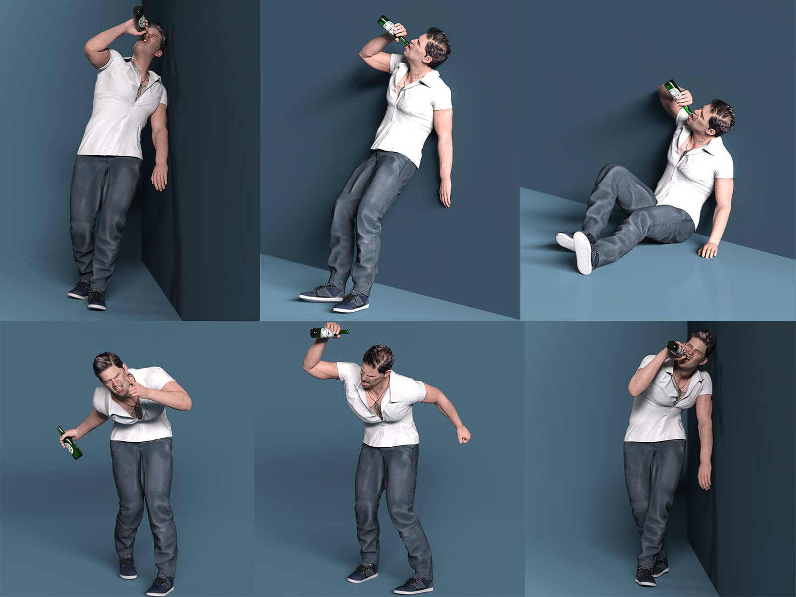 Csr - Drunk Poses for G8F-M and G9F-M Daz Content by CaesarTheGreat