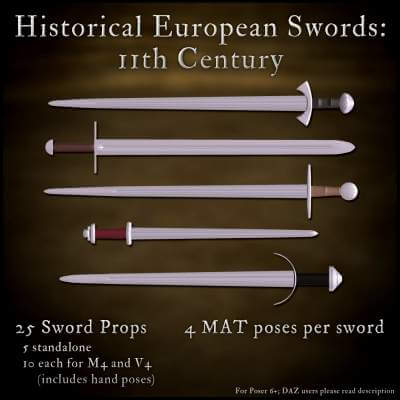 Historical European Swords: 11th Century - 3D Model by Caivu
