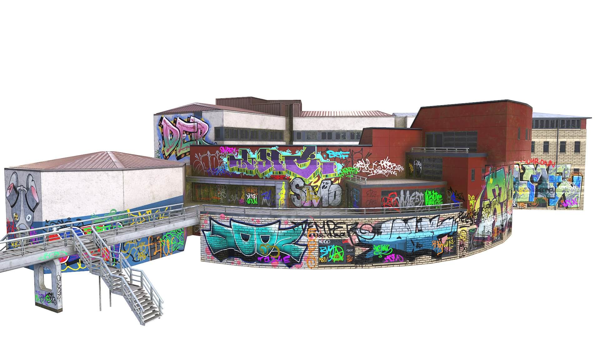 Campus Building Pack 02 - Graffiti Edition 3D Model by CallumFTW