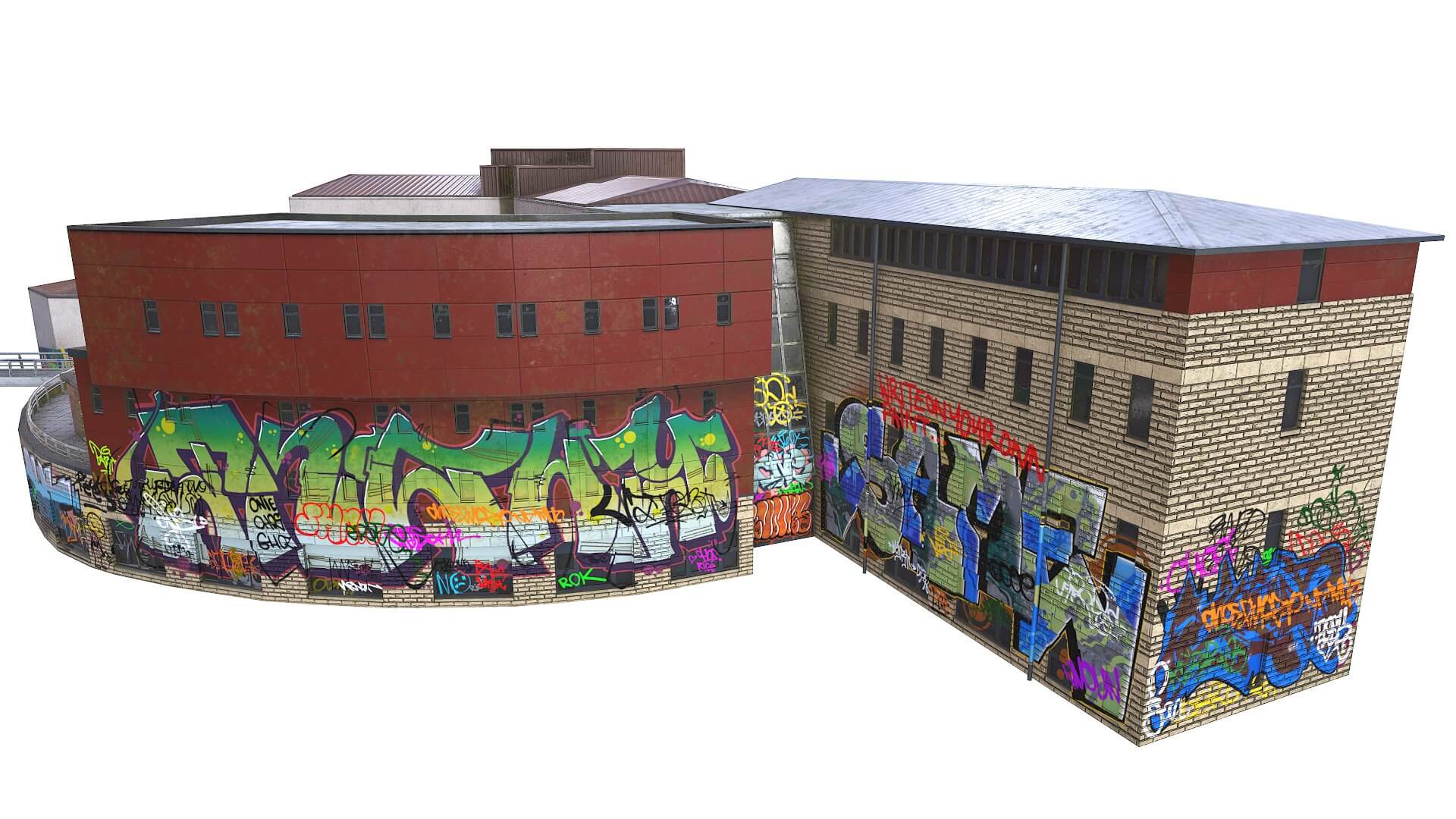 Campus Building Pack 02 - Graffiti Edition 3D Model by CallumFTW