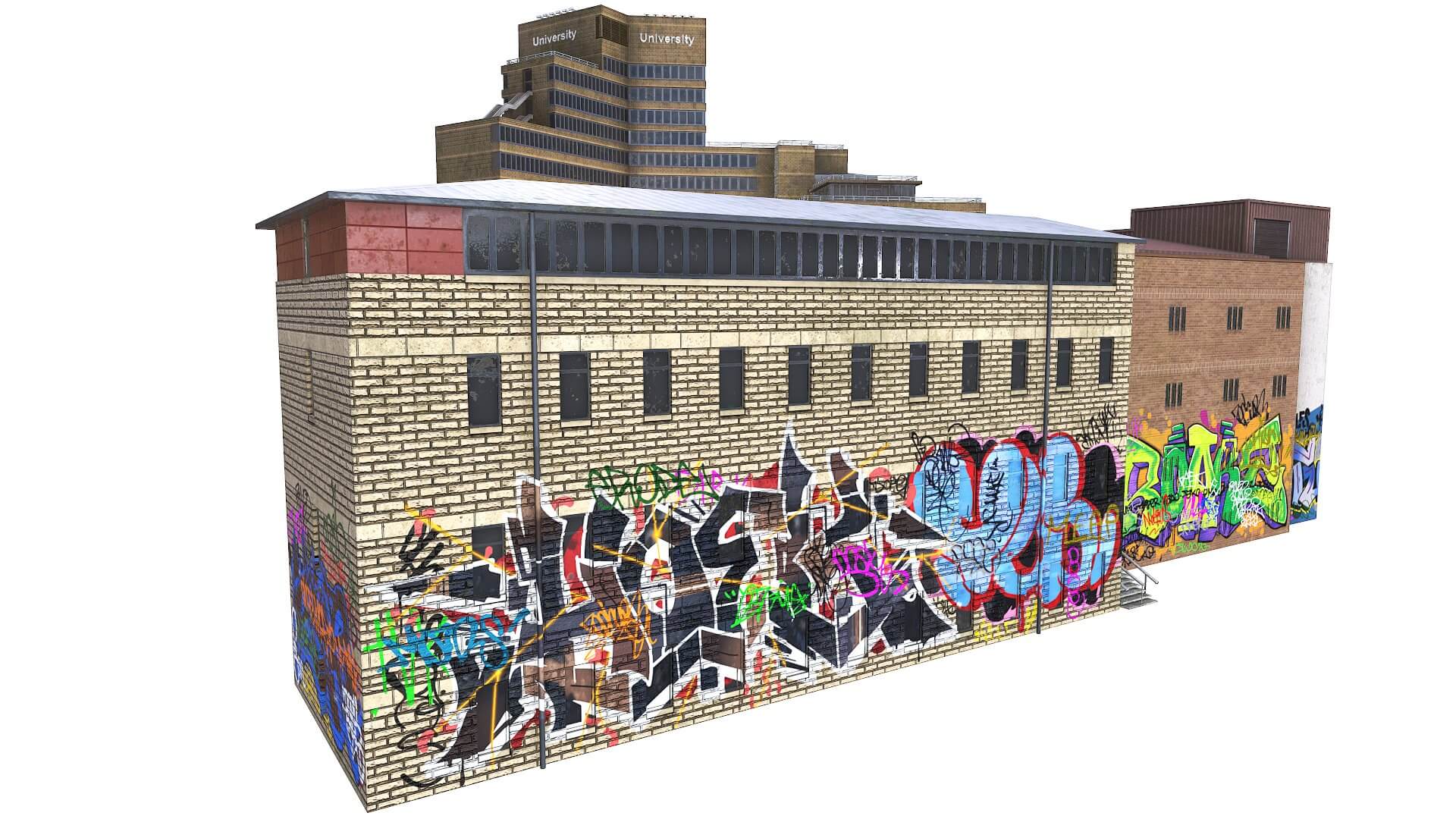 Campus Building Pack 02 - Graffiti Edition 3D Model by CallumFTW