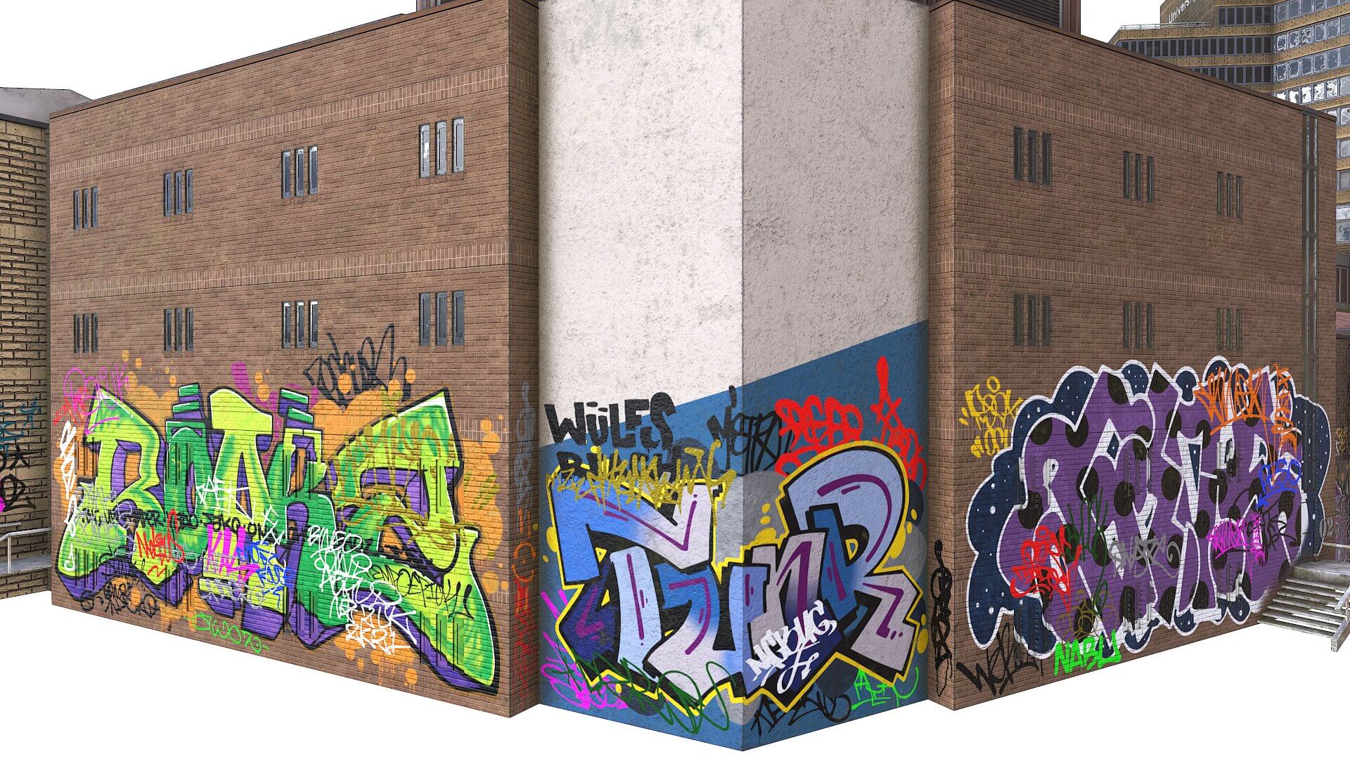 Campus Building Pack 02 - Graffiti Edition 3D Model by CallumFTW