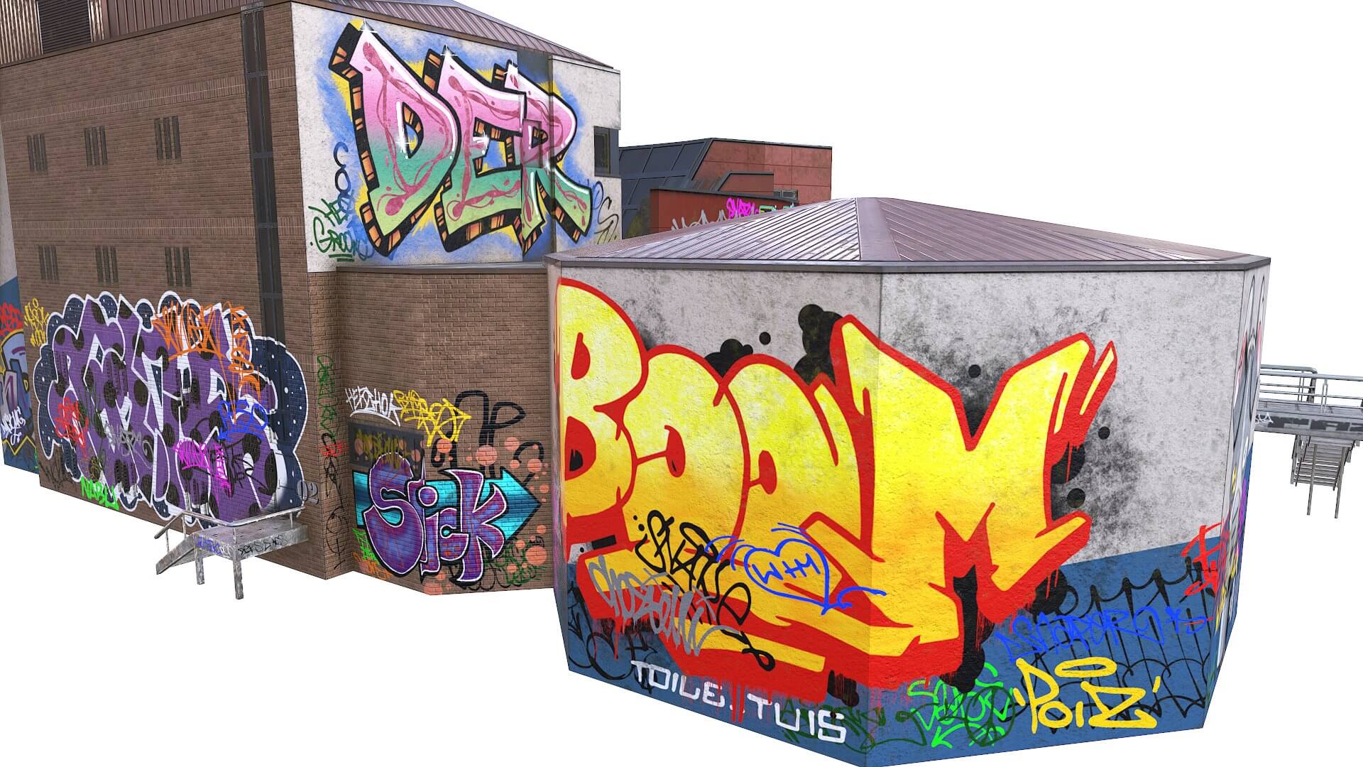 Campus Building Pack 02 - Graffiti Edition 3D Model by CallumFTW