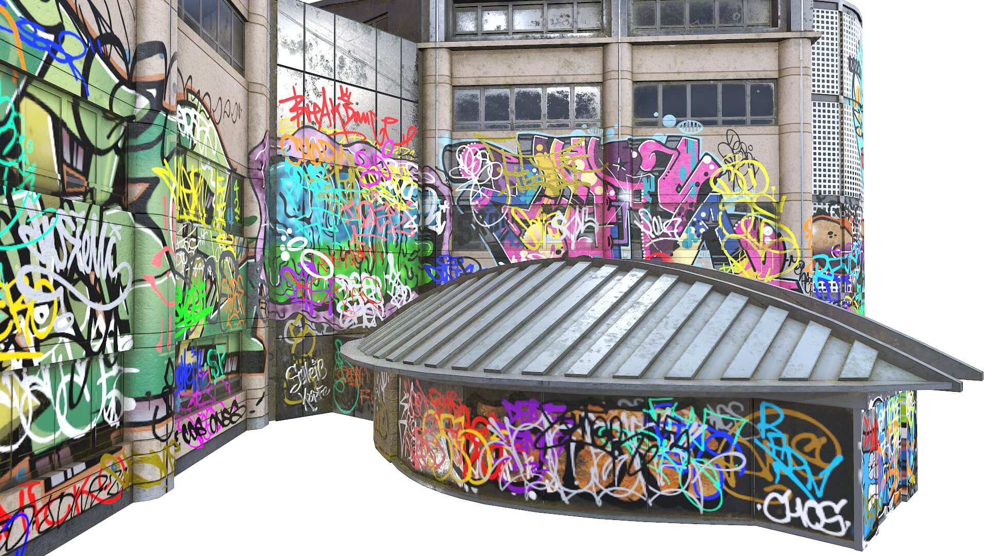 Campus Building Pack 02 - Graffiti Edition 3D Model by CallumFTW