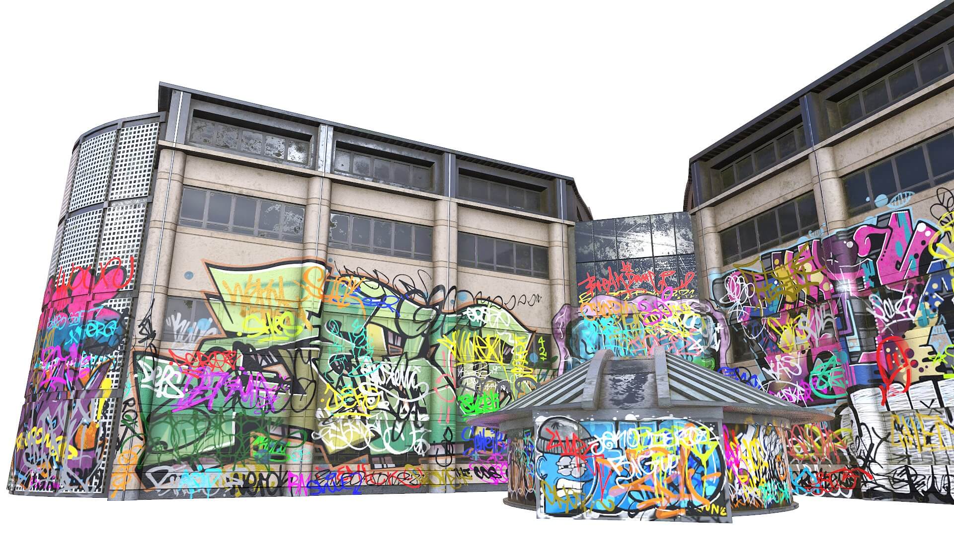 Campus Building Pack 02 - Graffiti Edition 3D Model by CallumFTW