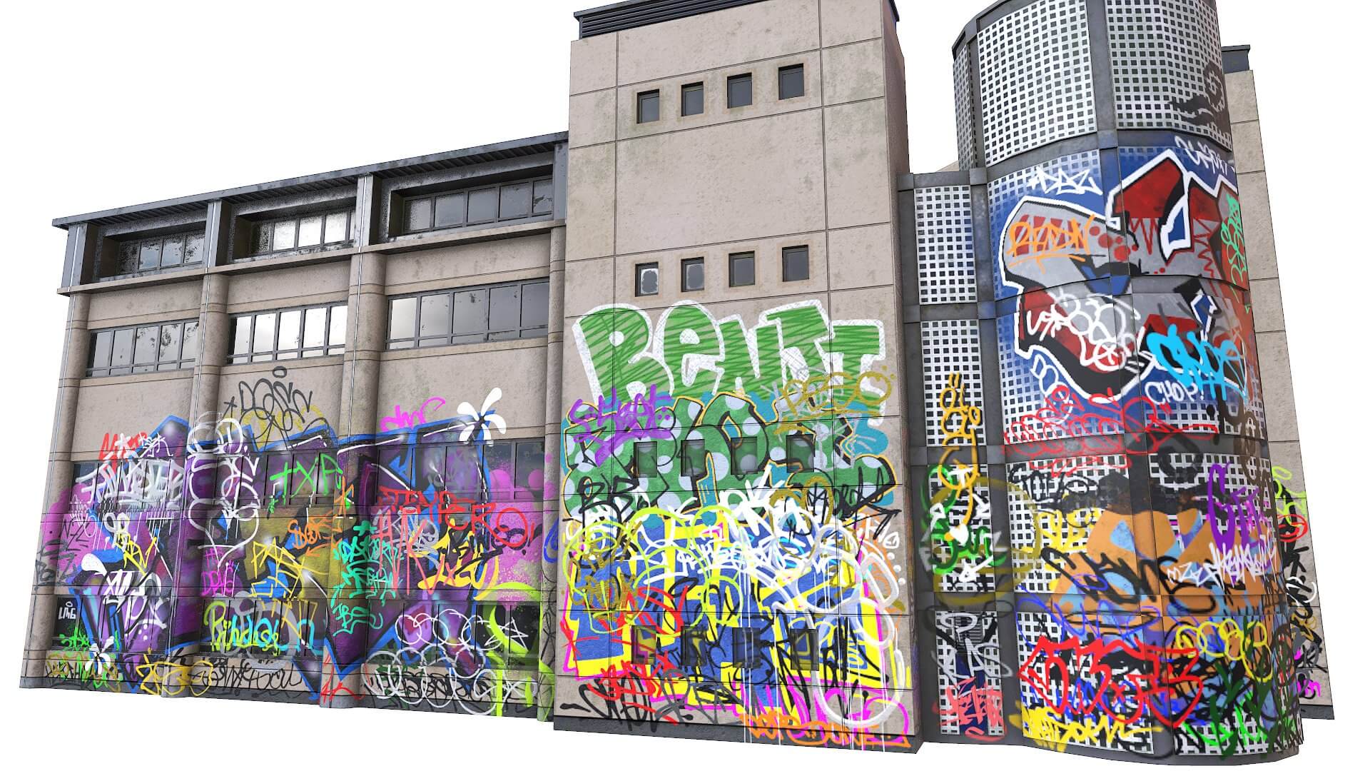 Campus Building Pack 02 - Graffiti Edition 3D Model by CallumFTW