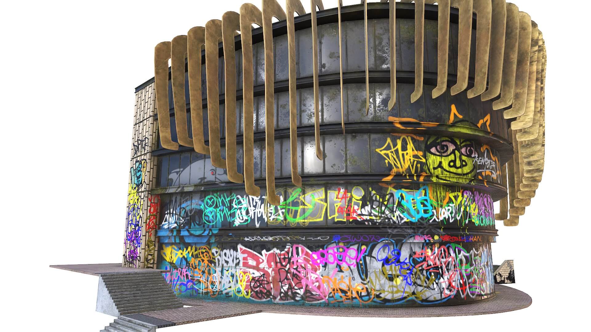 Campus Building Pack 02 - Graffiti Edition 3D Model by CallumFTW