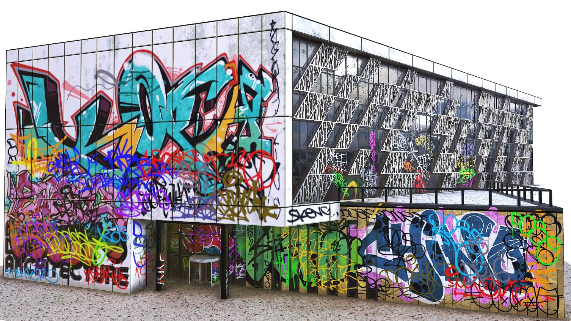 Campus Building Pack 02 - Graffiti Edition 3D Model by CallumFTW